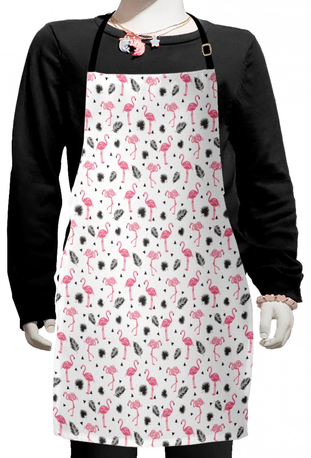 Flamingo Kids Apron, Watercolor Art Flamingos with Flower Motifs ...
