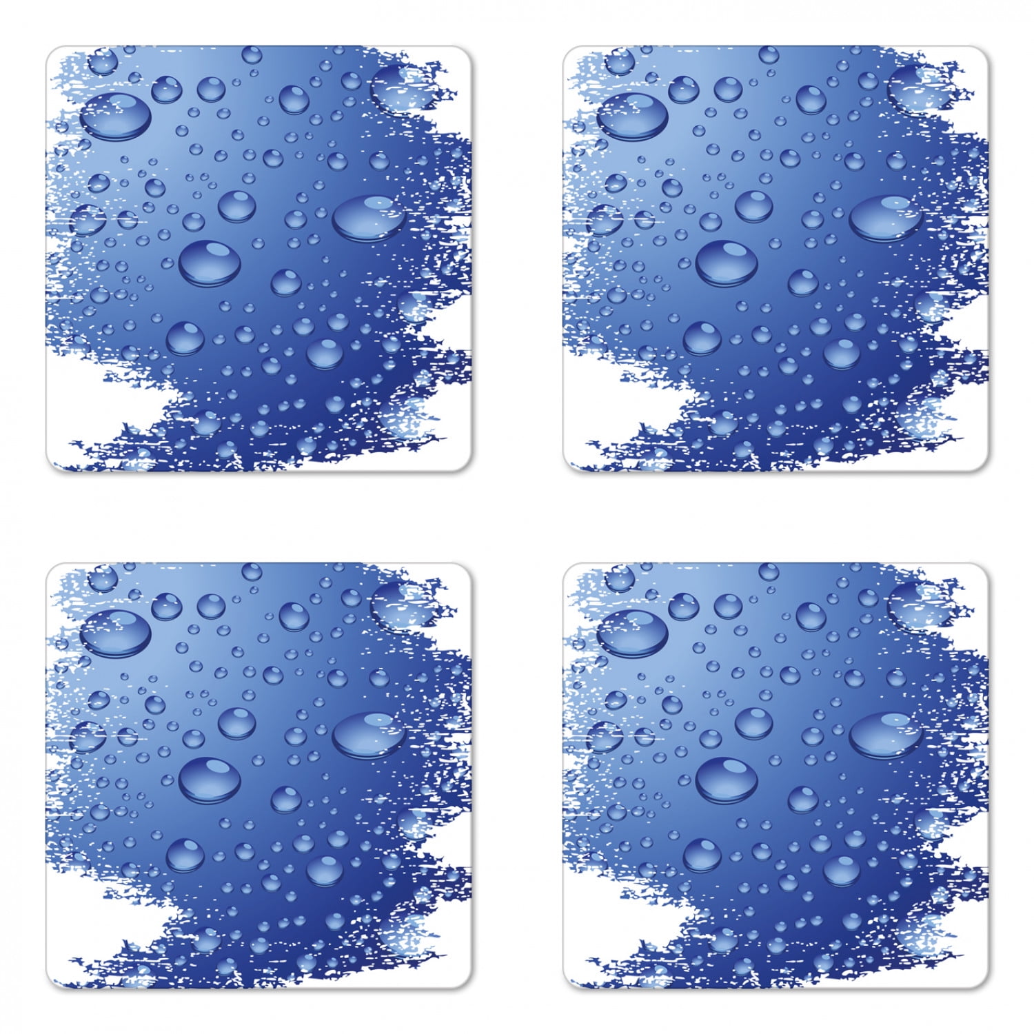 Grunge Coaster Set of 4, Wet Surface Inspired Bubble Water Rain Drop ...