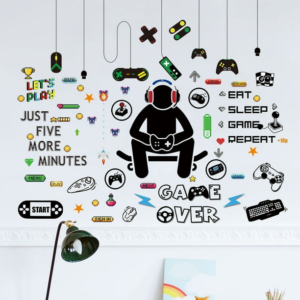 6 Sheets/Set Game Boy Wall Sticker DIY Removable PVC 76 Game Elements ...