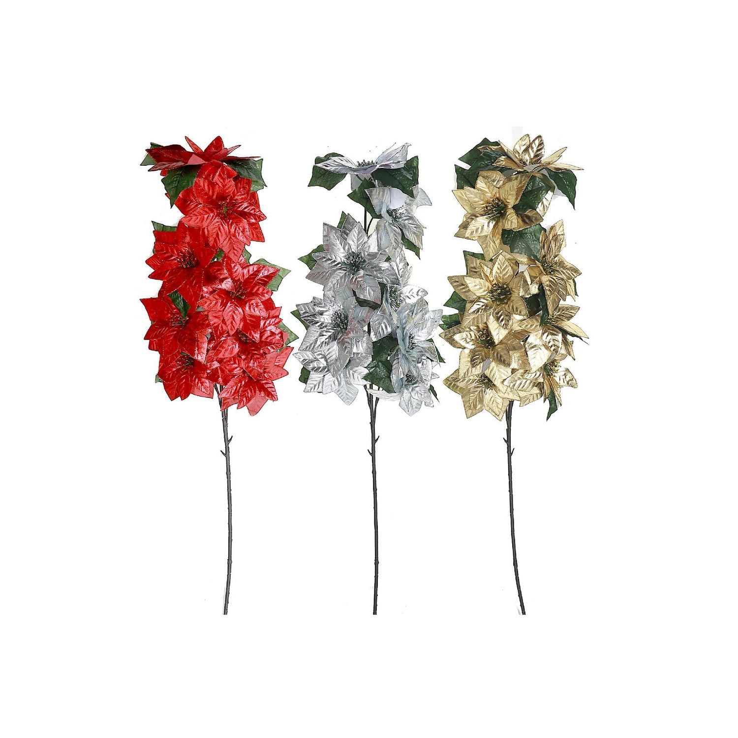 Click here for Ih Casadécor Shiny Poinsettia Spray - Set Of 3 prices