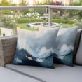 Abstract Waves Outdoor Waterproof Throw Pillow Covers Set of 2, 16"x16 ...