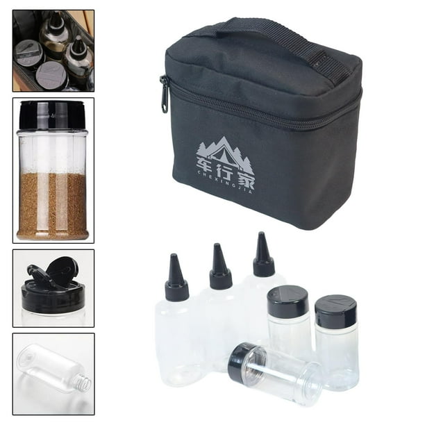 6x Camping Spice Jars Set Condiments Container Portable Clear Storage ...