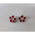 2Ct Round Cut Simulated Red Ruby Flower Stud Earrings 14K White Gold ...