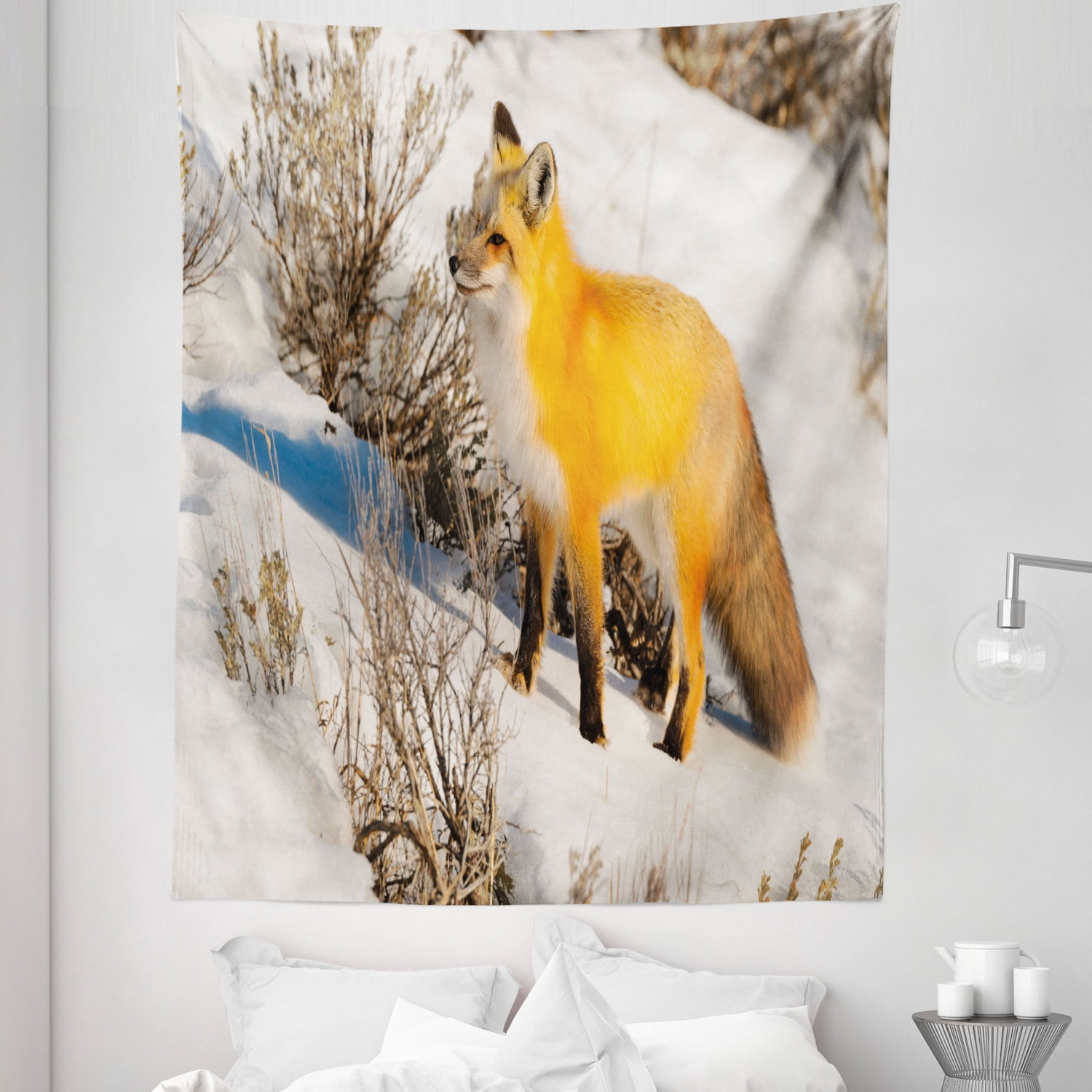 Fox Tapestry, Red Fox in Nature Snowy Mountain Cold Winter Scenery ...