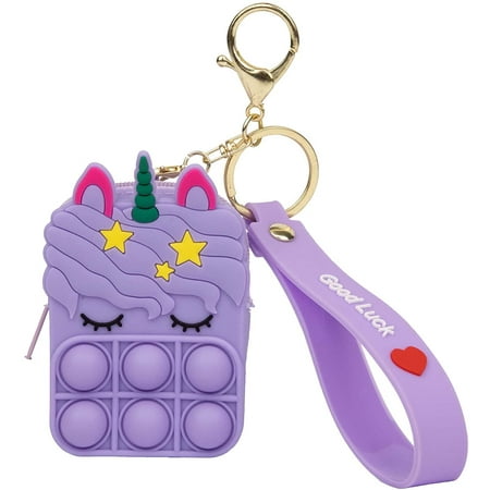 Mini Unicorn Pop Coin Purse Keychain Fidget Sensory Toy Pouch, Push ...