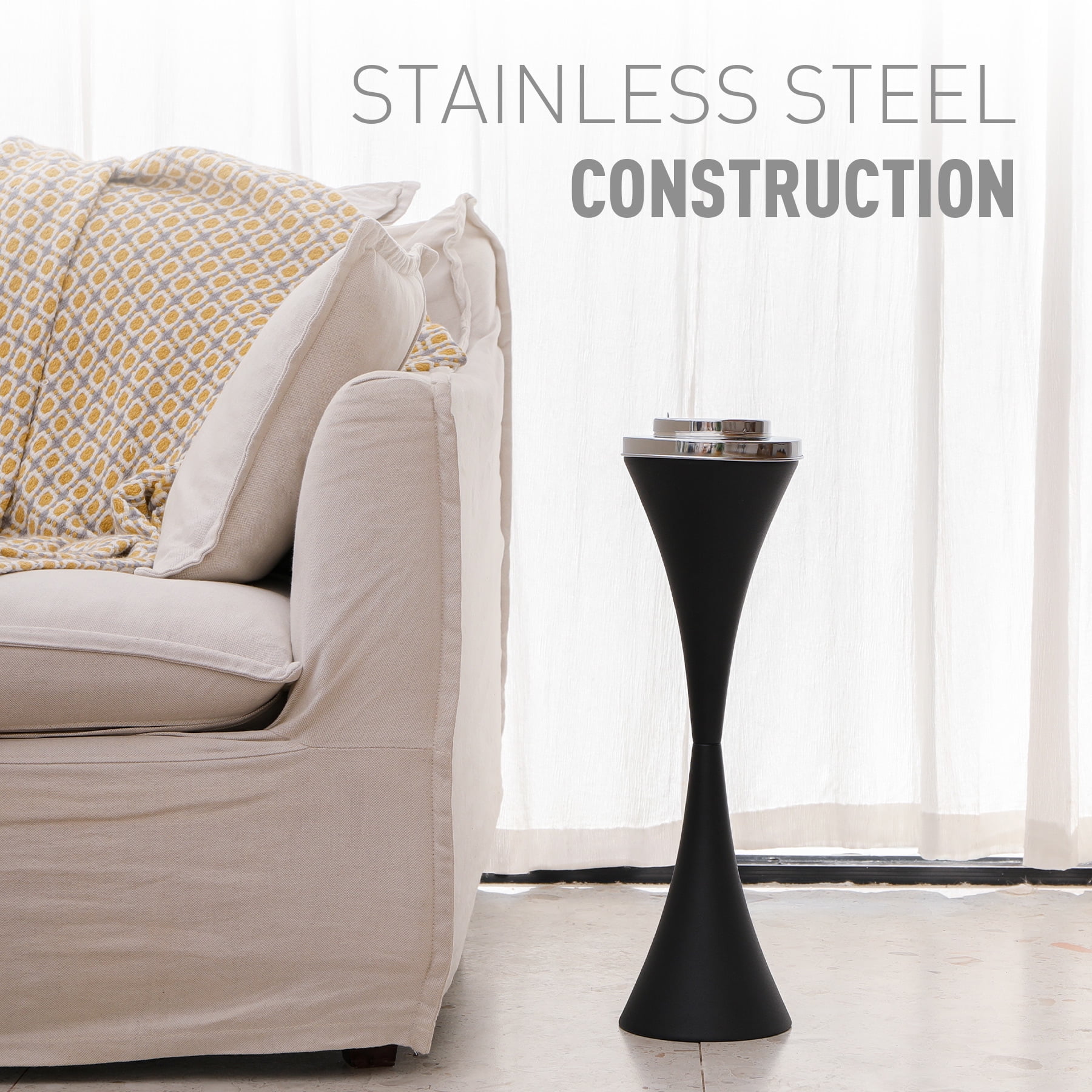 Standing Ashtray with Lid, Self-Cleaning Ashtray for Cigars Cigarettes ...