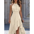 2026 New Halter Neck Sleeveless High-Low Ruffle Maxi Dress for Women ...