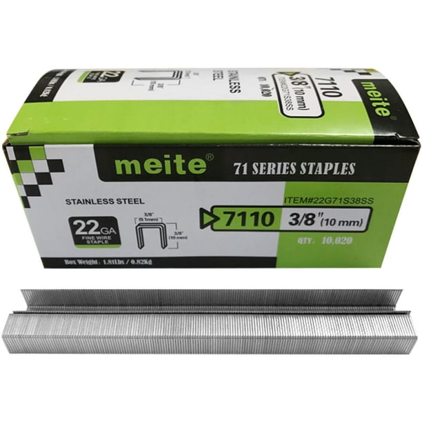 meite 22 Gauge 3/8-inch Crown 3/8-inch Leg Length 304 Stainless Steel ...