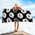 Beach summer bath towels, black and white lip prints, beach and seaside ...