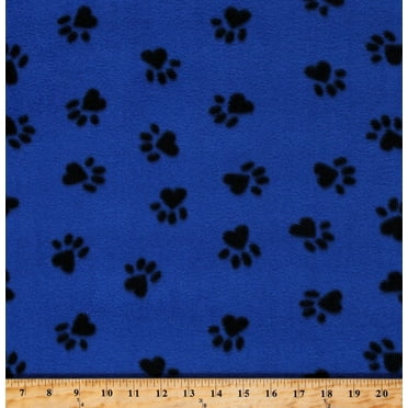 Lilly Craft Multi Color Dog Paw Print on Black Fleece Fabric 58-60 ...