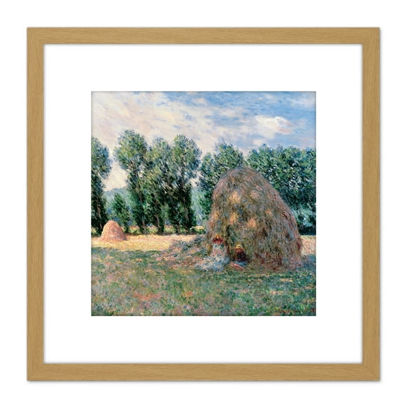 Claude Monet Haystacks Painting 8X8 Inch Square Wooden Framed Wall Art ...