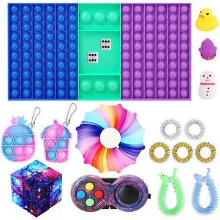 ICHUDAN Big Pop Game Checkerboard Fidget Toys Set, Cheap Rainbow Chess Board Push Bubble Popper ...
