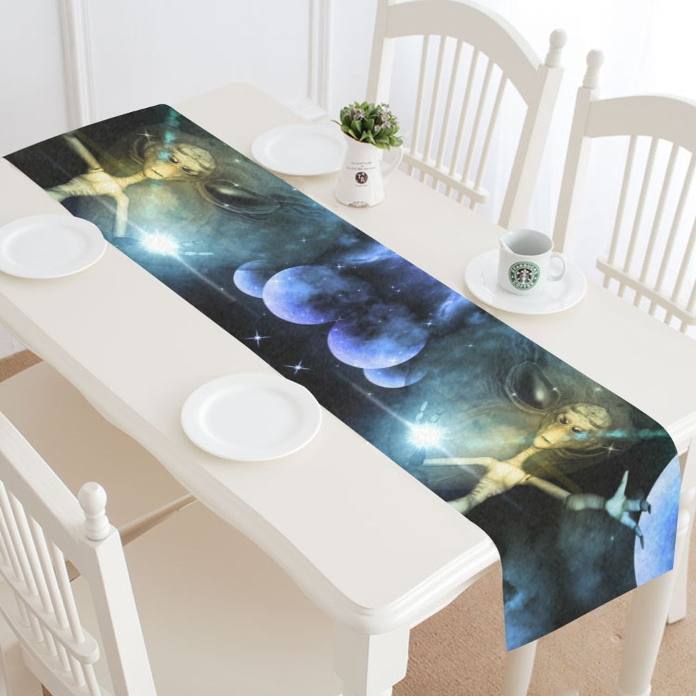 MYPOP Universe Space Alien Table Runner Home Decor 16x72 Inch,Galaxy ...