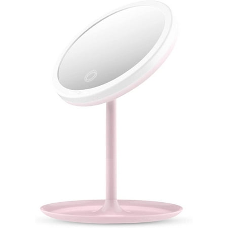 Round Lighted Vanity Mirror, LED Beauty Makeup Mirror with 3 Color ...