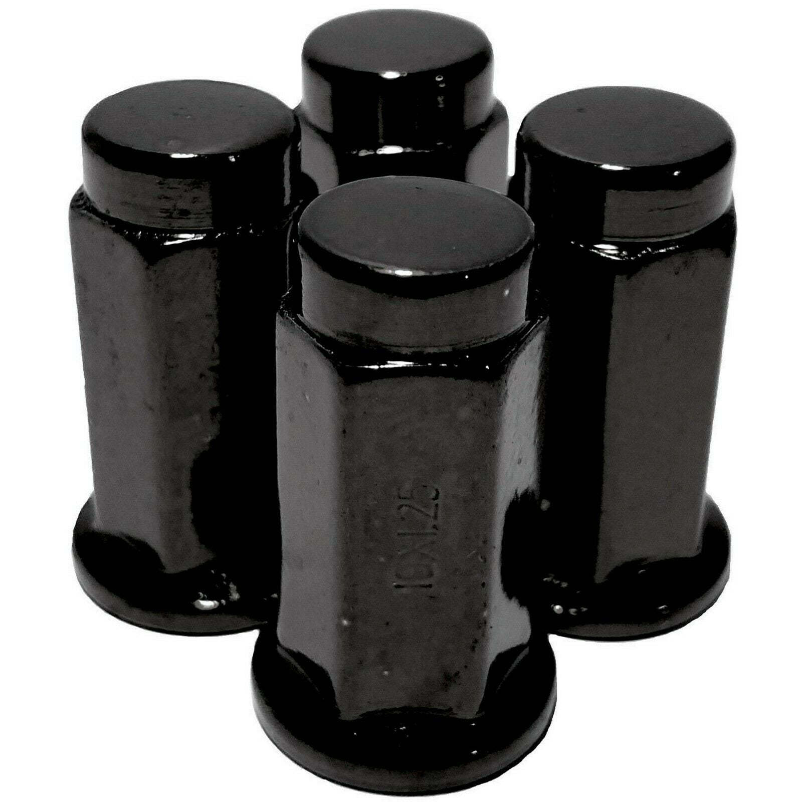 4 Black 10x1.25 Flat Base Lug Nut Set 14mm Hex ATV UTV Kodiak Banshee ...