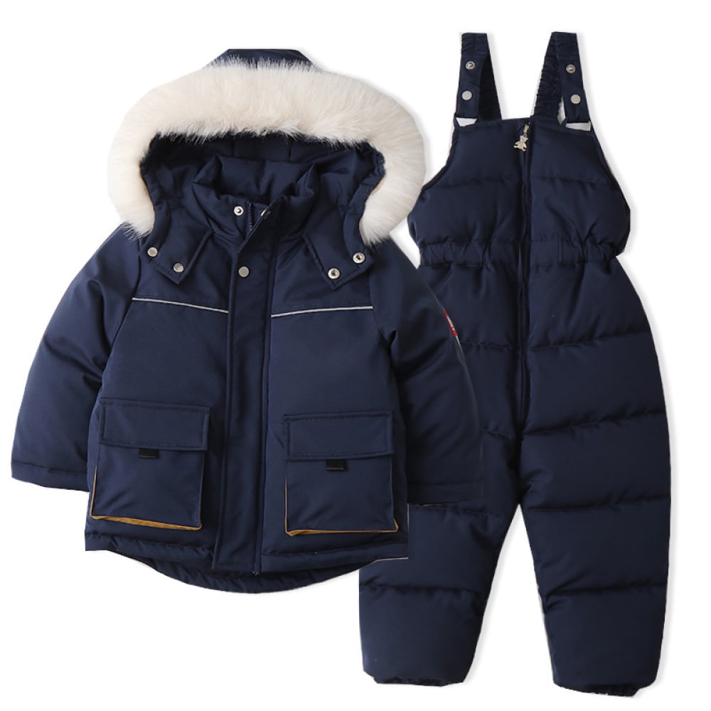 SILVERCELL 2-6T Toddler Girls Boys Snowsuit Kids Winter Skisuit Snowbib + Puffer Coat Jacket ...