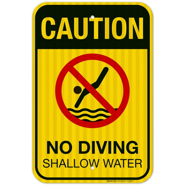 Caution No Diving Shallow Water Sign, Pool Sign, - Walmart.com