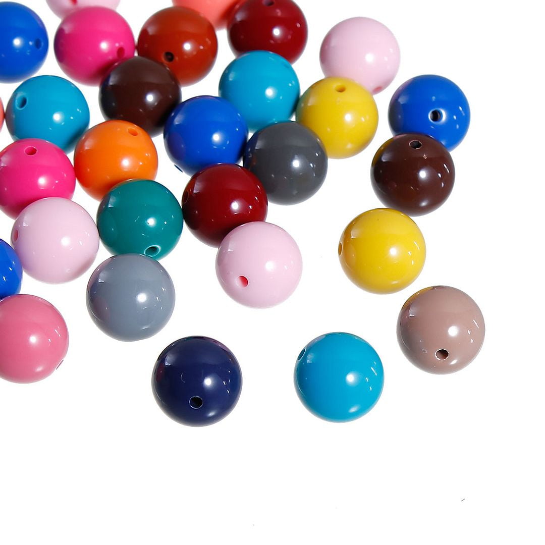 200 Round Multicolor Acrylic Beads 14mm Diameter with 1.5mm Hole ...