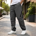 AGKIZG Solid Color Men's Cargo Pants Elastic Drawstring Waist Multi ...