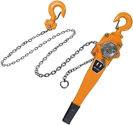 3,000 Pound Rated Lever Block Chain Hoist with 5' Chain (Reversible ...