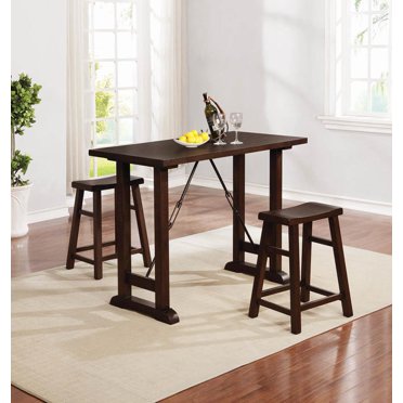 Ryan Rustic Smokey Oak Counter Height 5-Piece Dining Set - Walmart.com