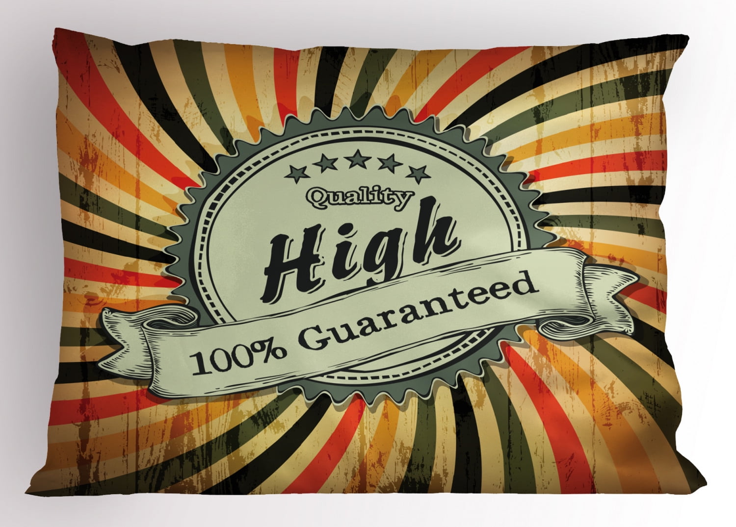 Vintage Rainbow Pillow Sham Retro Style Sign with Spiral Colorful Lines ...