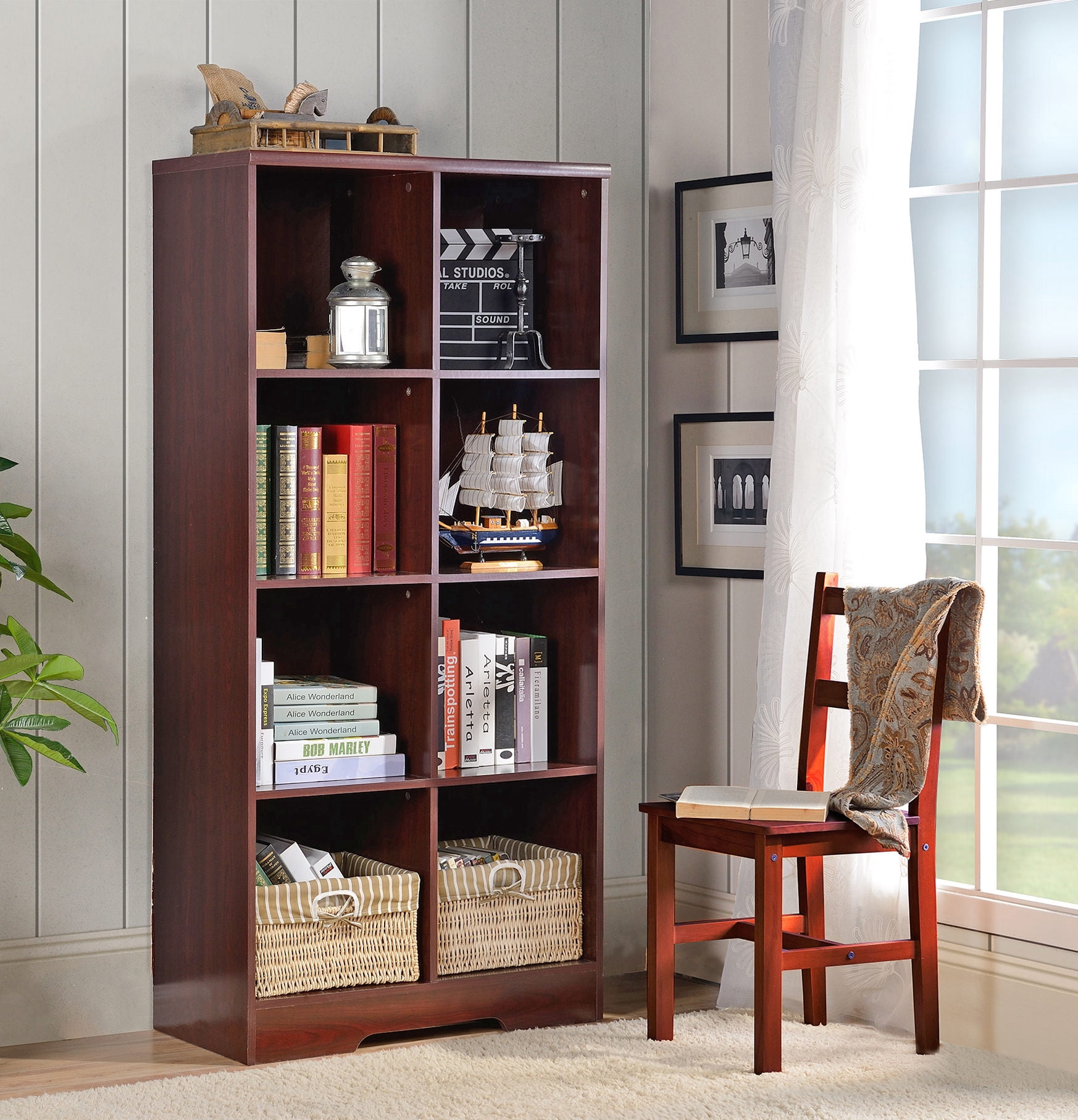American Furniture Classics Large 8 Cube Storage Organizing Bookcase ...