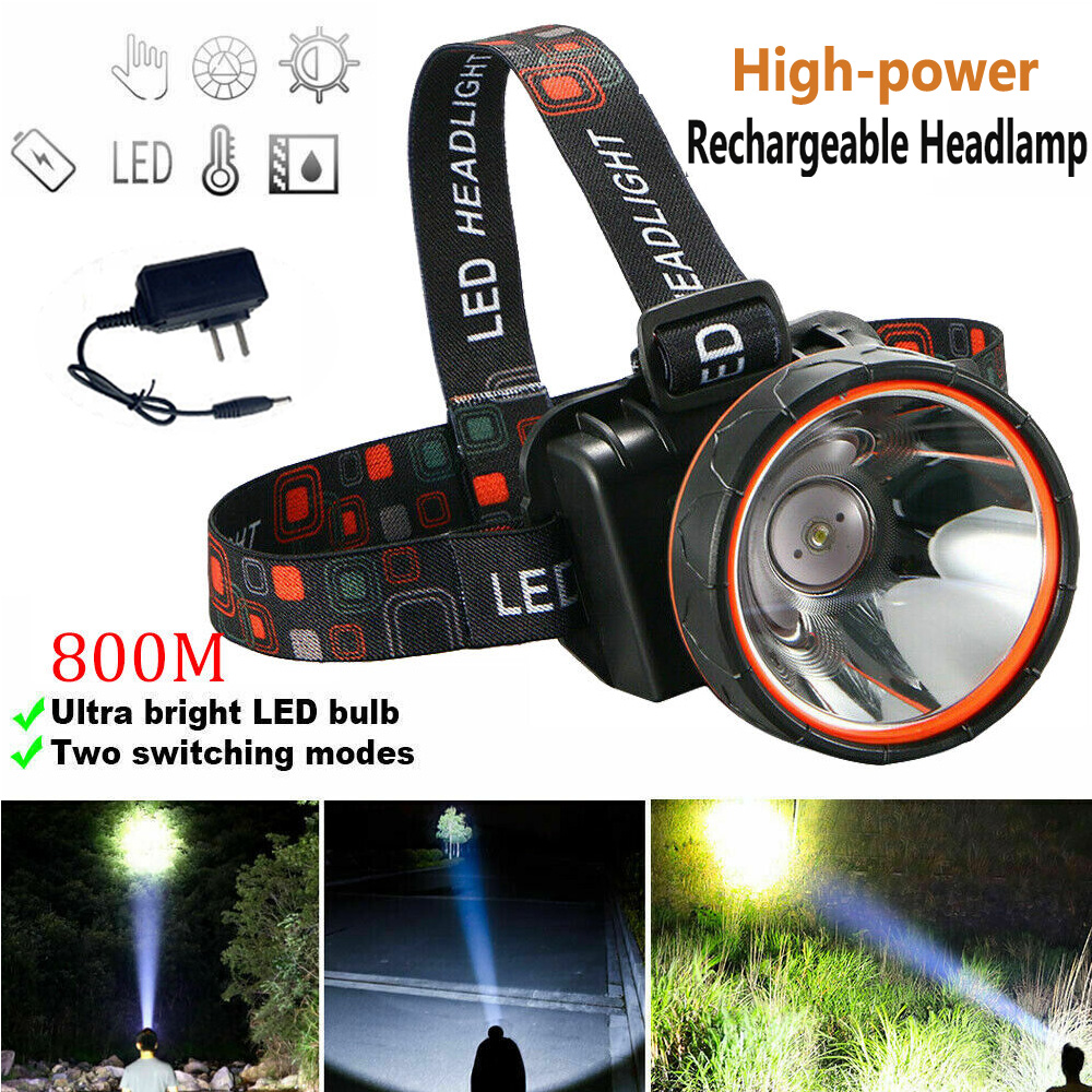 Xhy HeadLamp Rechargeable, Waterproof Super Bright LED Headlight with 2 ...