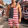 American Flag Overalls for Men Loose Fit Patriotic Bib Jumpsuit Shorts ...