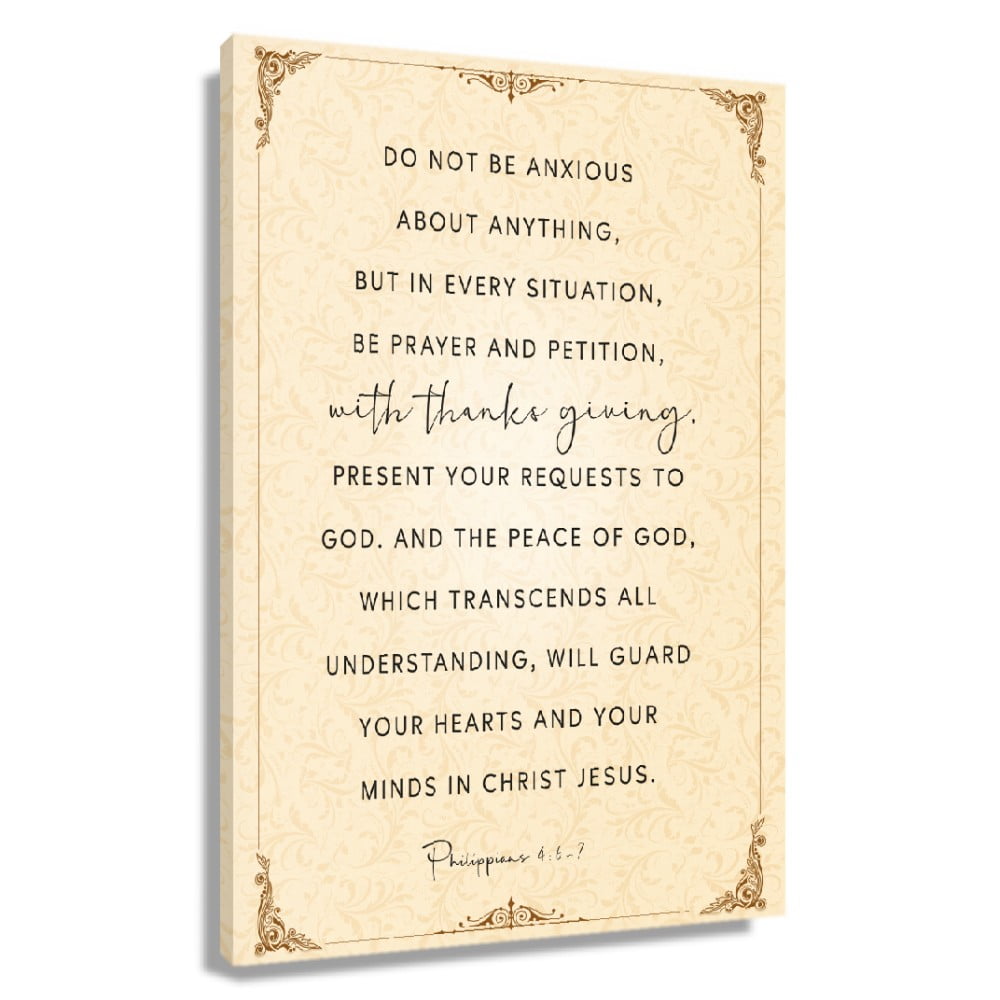 Vintage Bible Verse Canvas Wall Art Philippians 4 6-7 Pictures Painting ...