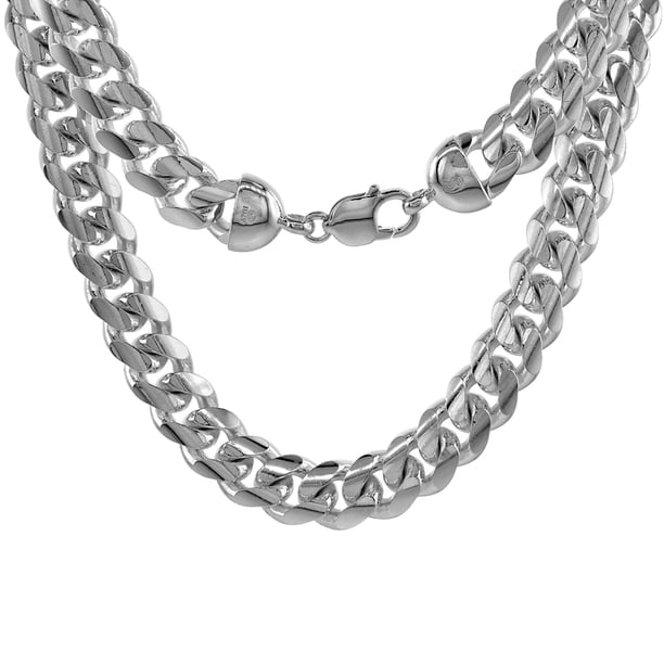 Very Thick Heavy Sterling Silver Rhodium Plated 13mm Miami Cuban Link ...