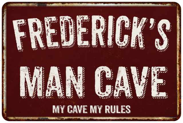 FREDERICK'S Man Cave Red Grunge Sign 12 x 18 Matt Finish Metal Sign ...