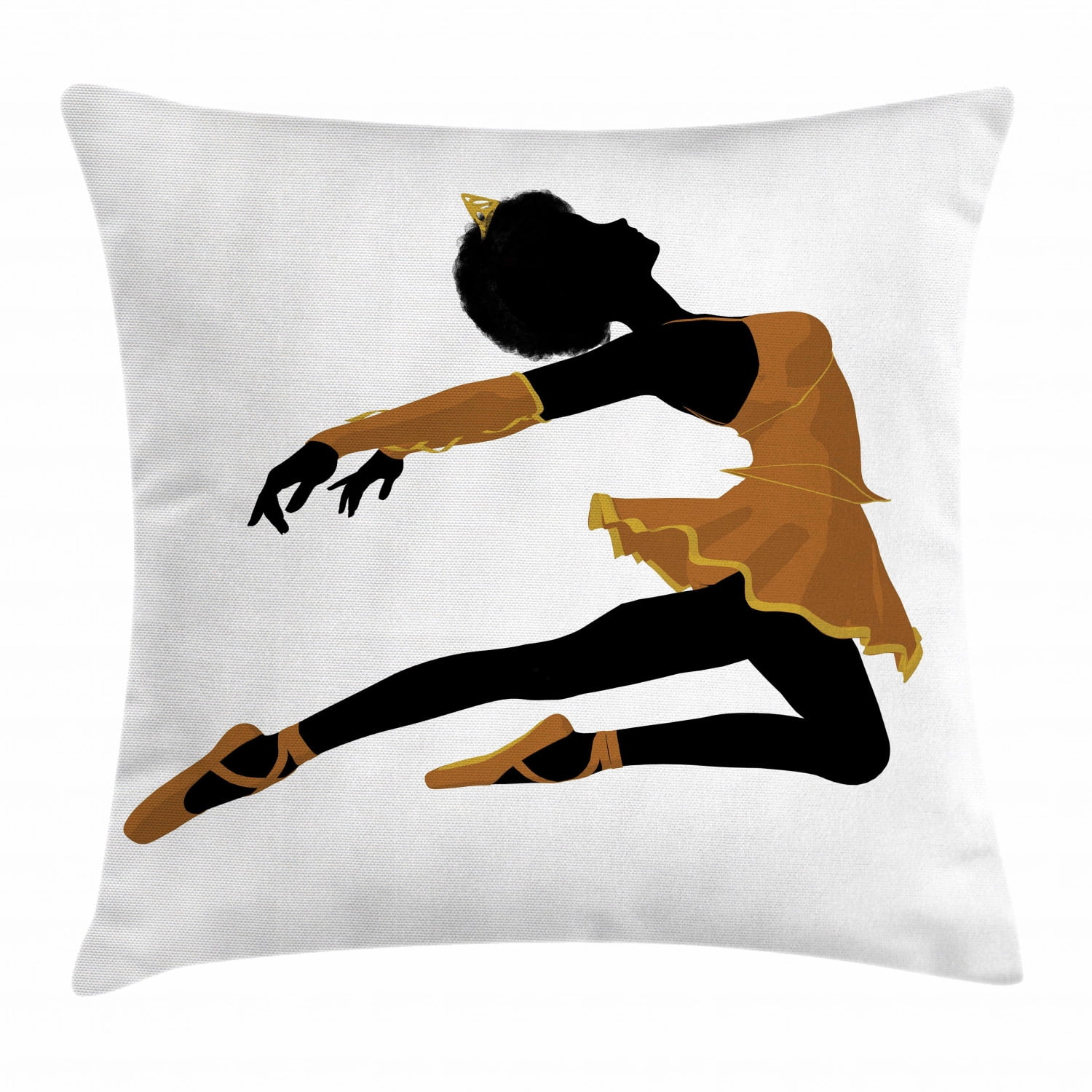 Ballet Throw Pillow Cushion Cover, Posing Ballerina Girl Silhouette ...