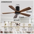 60-Inch Ceiling Fan Without Light, Solid Wood Blades, Flush Mount ...