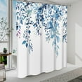 "SIXLON Blue Waterproof Polyester Shower Curtain with Weighted Hem and ...