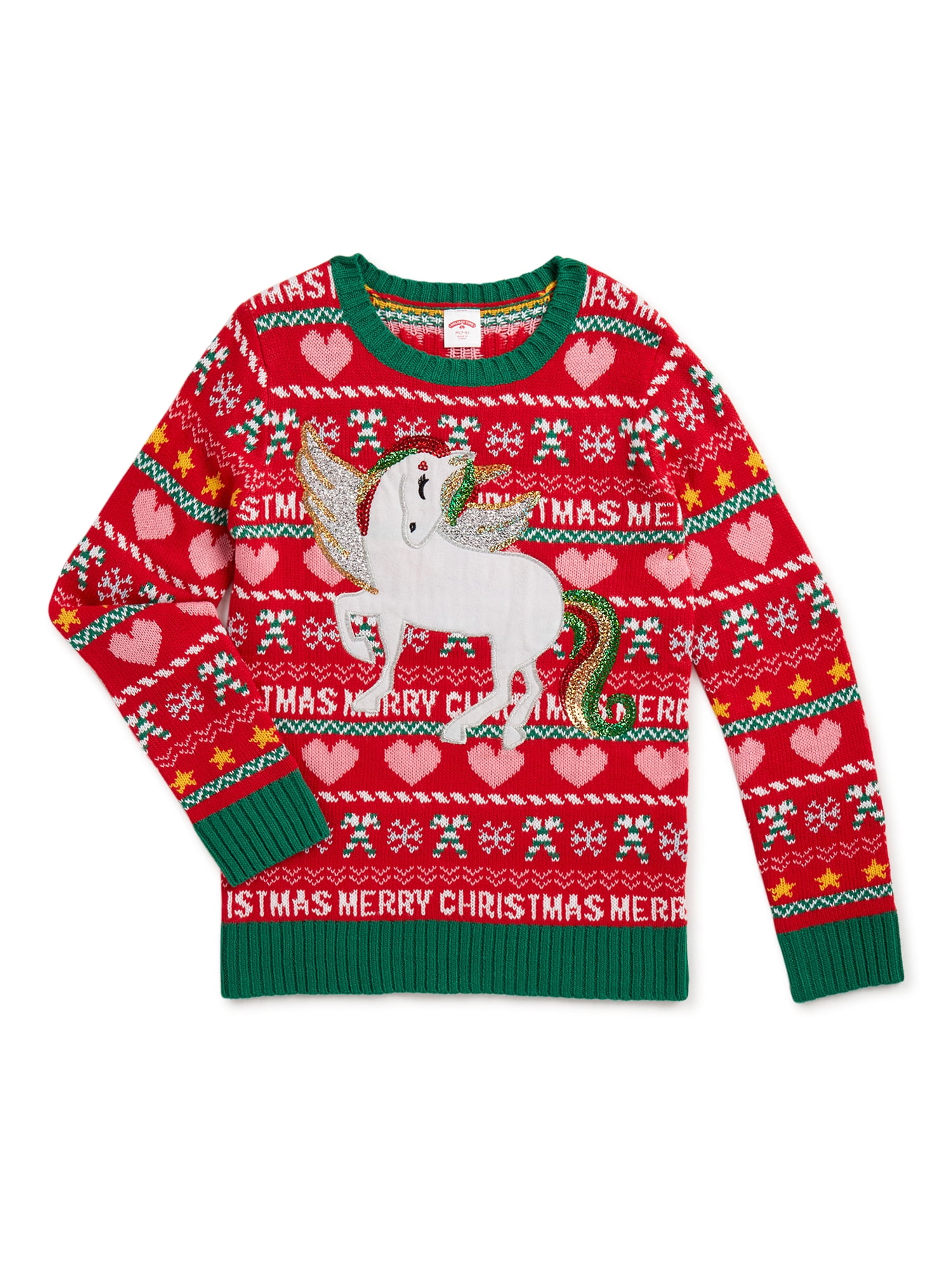 Holiday Time Girls 3D Embellished Christmas Sweater, Sizes 4-18 & Plus ...