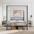 ZENY 14 Inch Platform Built-in Headboard Sturdy Metal Frame Canopy Bed ...