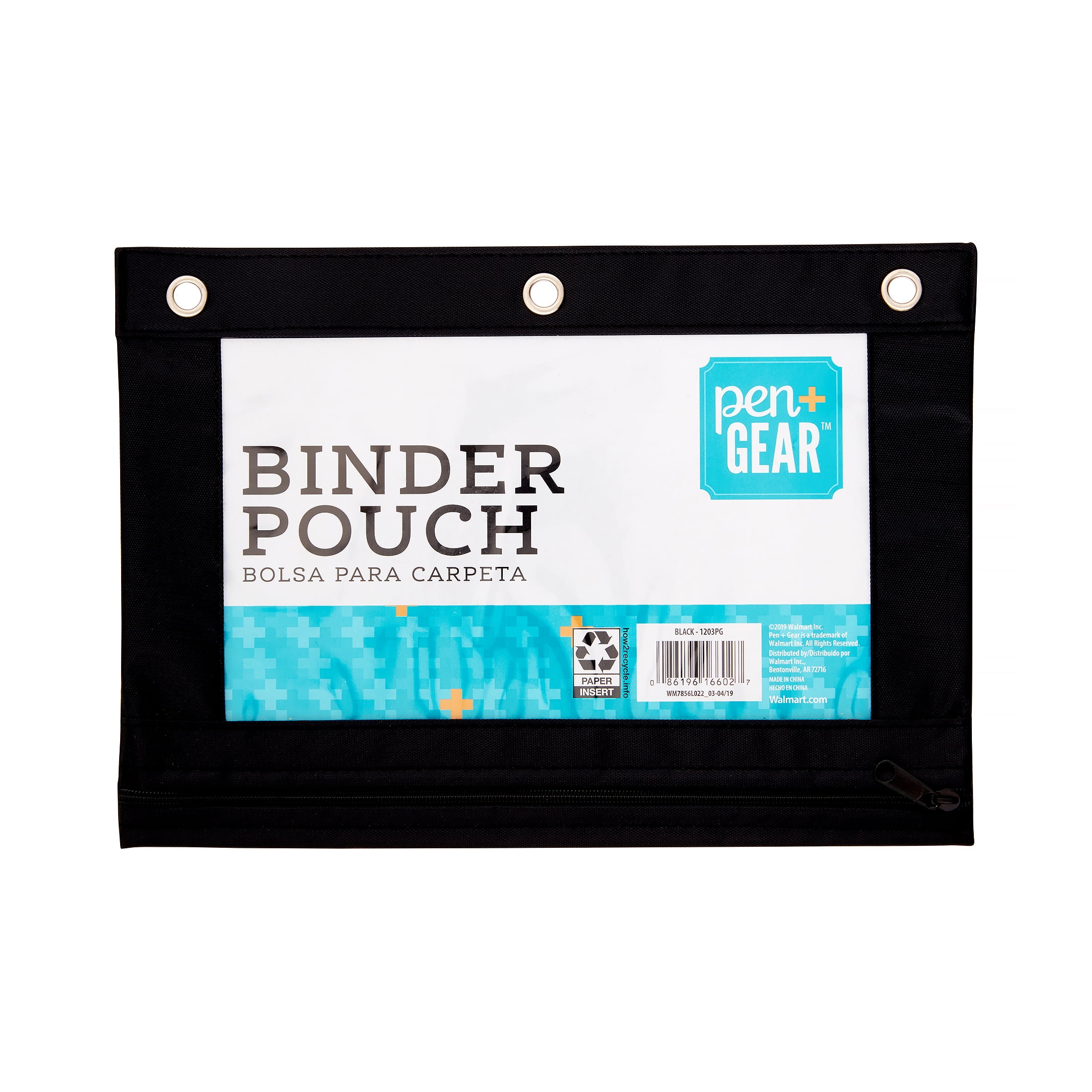 Pen + Gear Solid Polyester Binder Pouch Pencil Case, Black, 10.25" x 7. ...