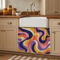Abstract Striped Cabinet Curtains 11" W x 13" L, Purple Yellow Pink ...