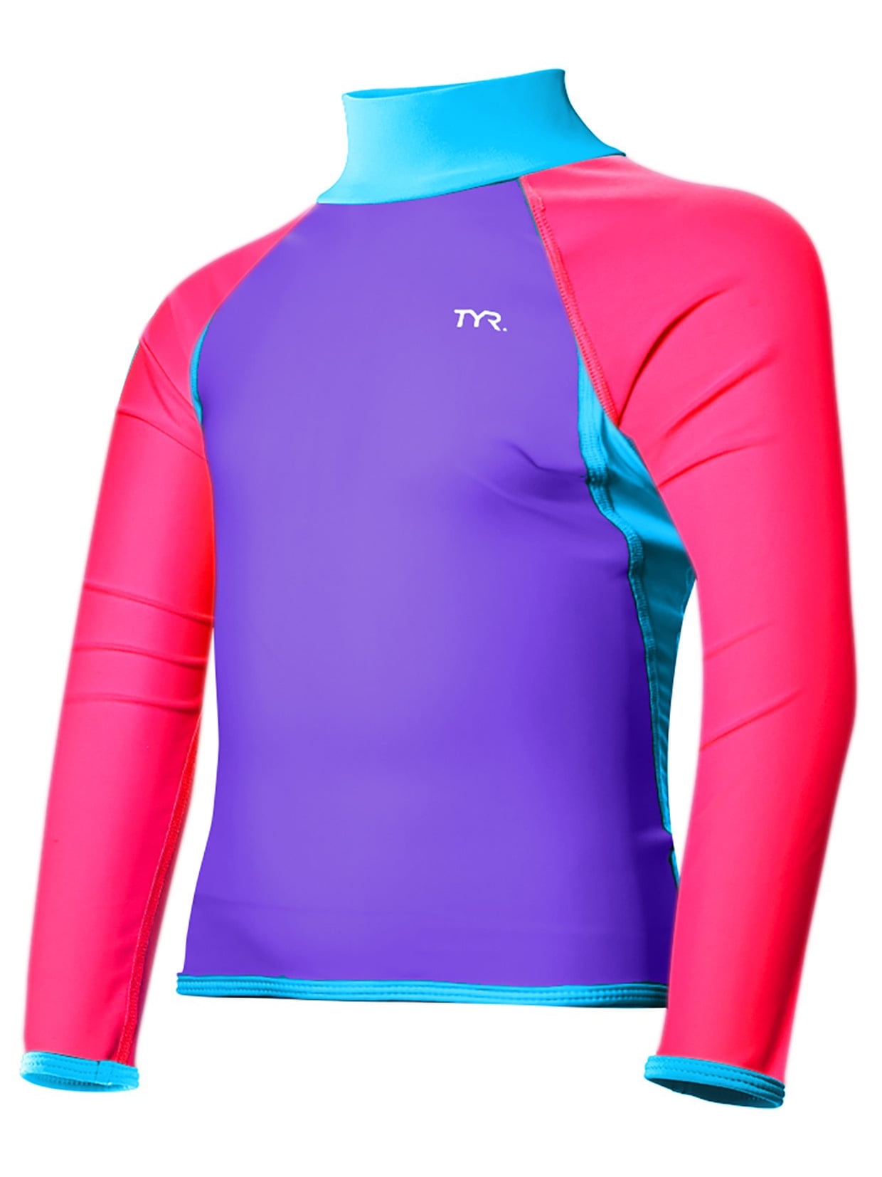 TYR Sports Girls' Splice UPF 50+ Performance Rashguard, Purple/Pink ...