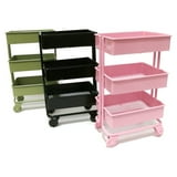 Dasbsug 3-Tier Mini Trolley Organizer with Wheels, Portable Metal ...
