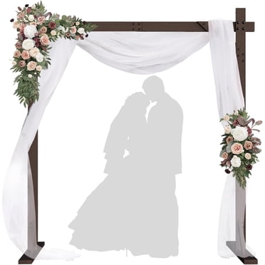 Efavormart 7FT Wooden Wedding Arch, Rustic Square Backdrop Stand for ...