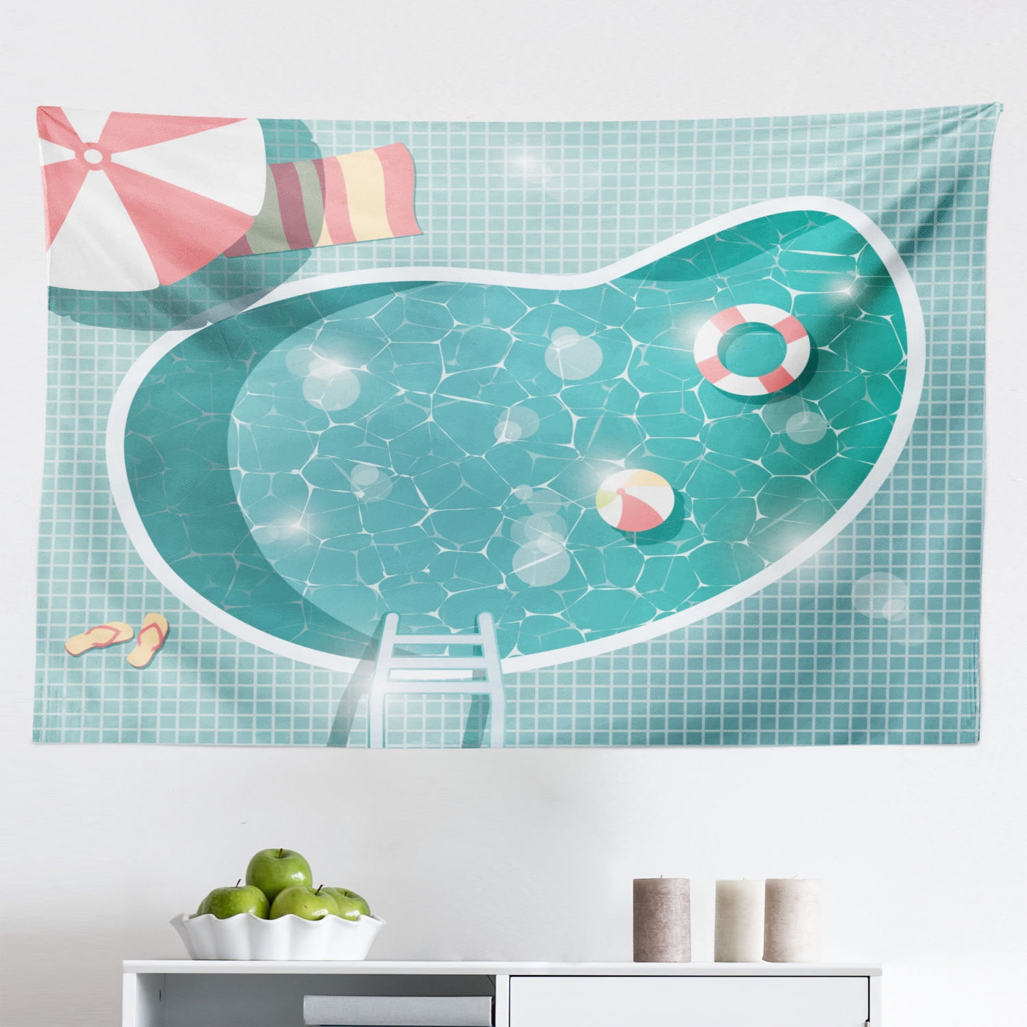 Pool Party Tapestry, Relaxing Time Swimming Pool Fun Summer Vacation ...