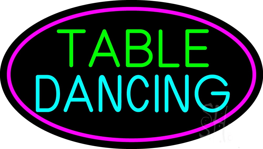 Table Dancing LED Neon Sign 20" Tall x 37" Wide - inches Black Square ...
