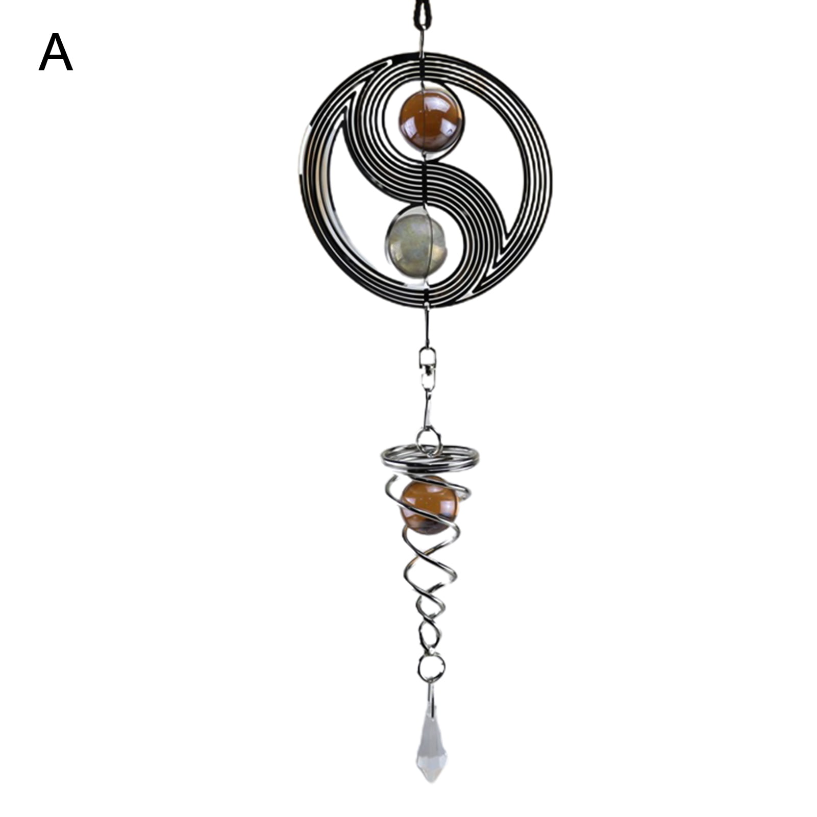 Square Rhombus Rotating Metal Spiral Tail Ball Wind Chime Pendant Home ...