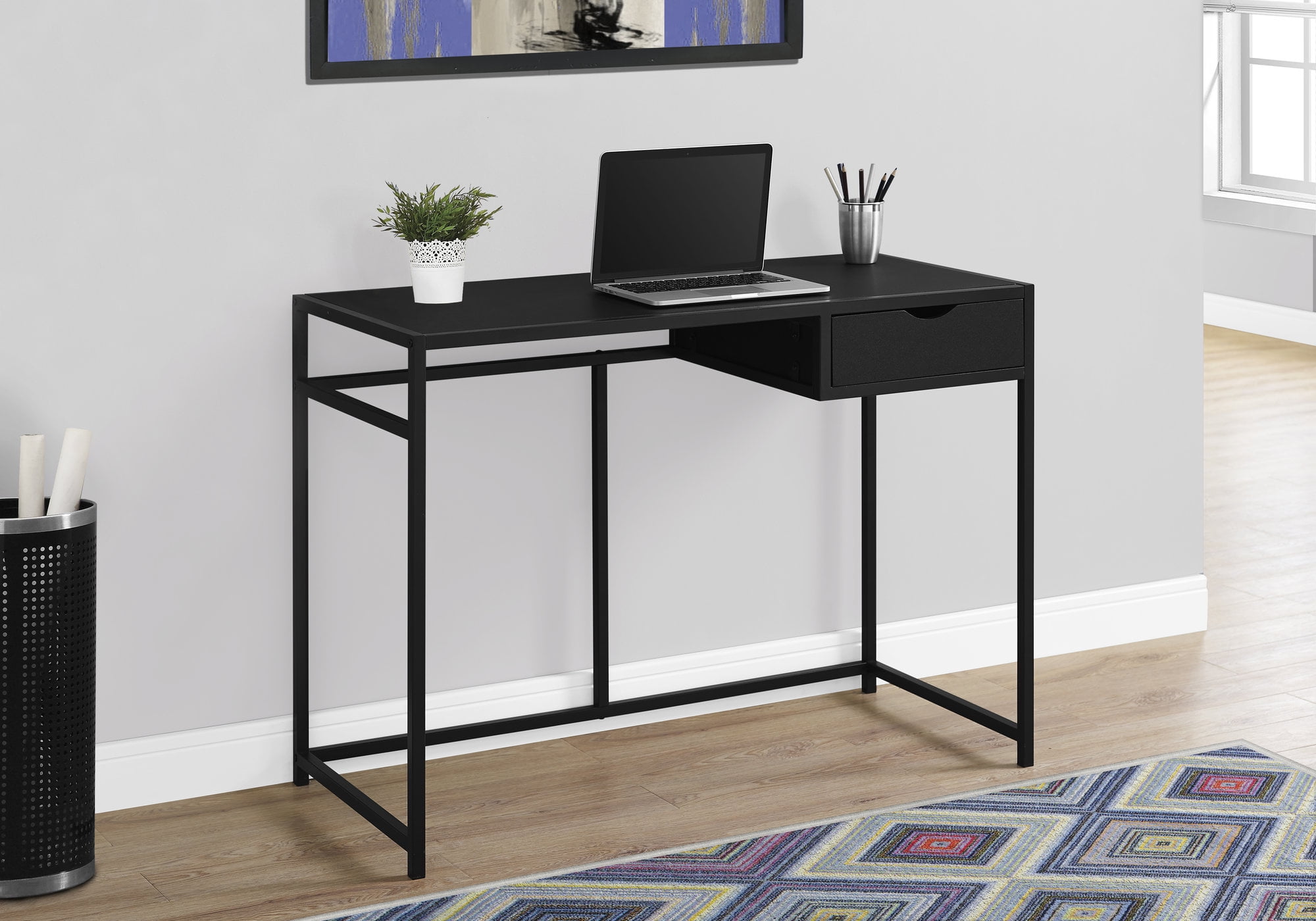 Computer Desk - 1 Storage Drawer / Metal Frame - 42"L - Black / Black ...