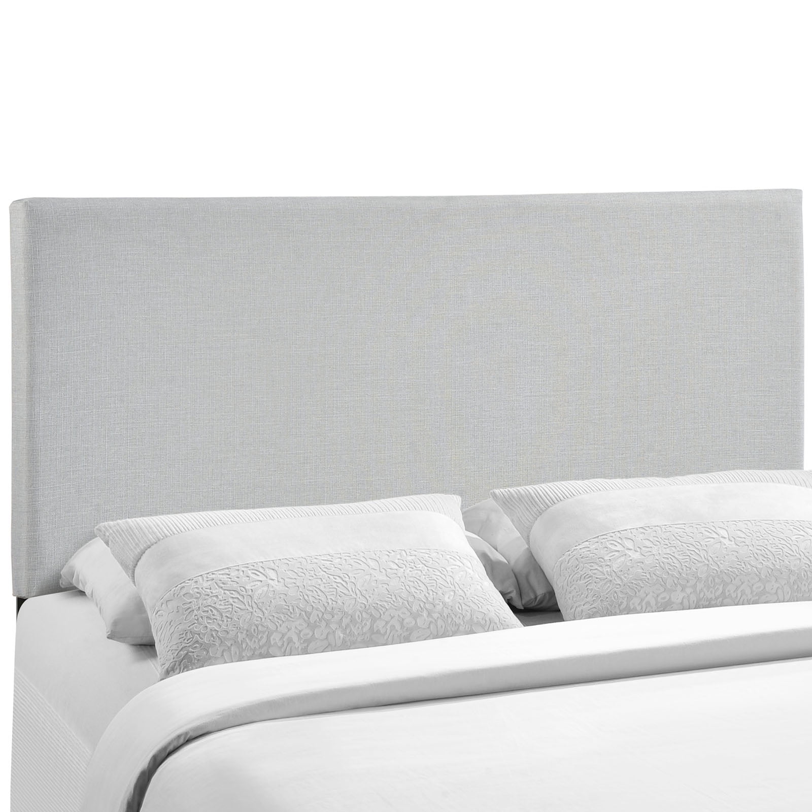 Modern Contemporary Queen Size Upholstered Headboard, Grey Fabric ...