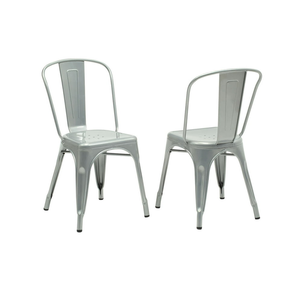 Silver Galvanized Metal 33"H Cafe Chair, Set of 2 - Walmart.com ...