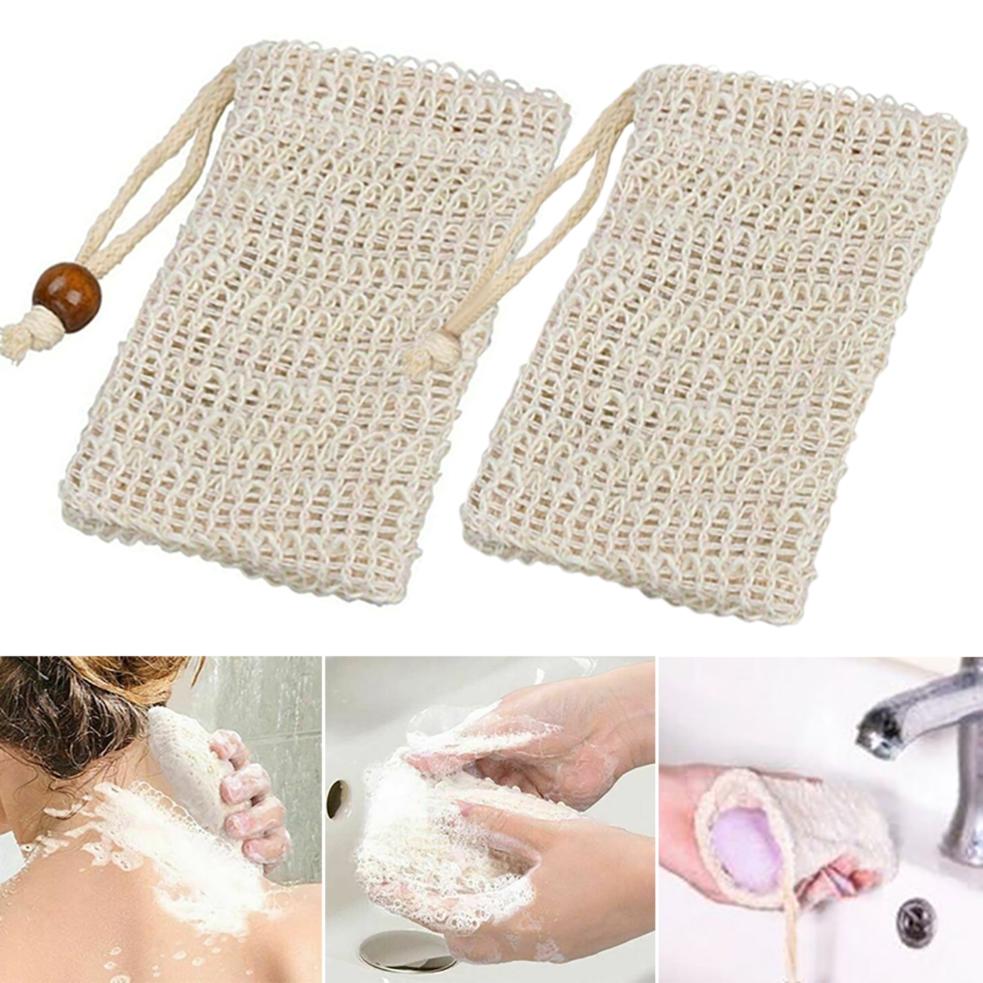 Drawstring Exfoliating Soap Saver Bag Net Natural Mesh Exfoliator