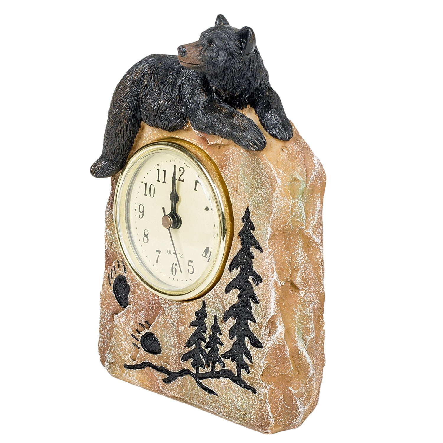 Bear Lying on a Rock Resin Decorative Tabletop Clock - Walmart.com